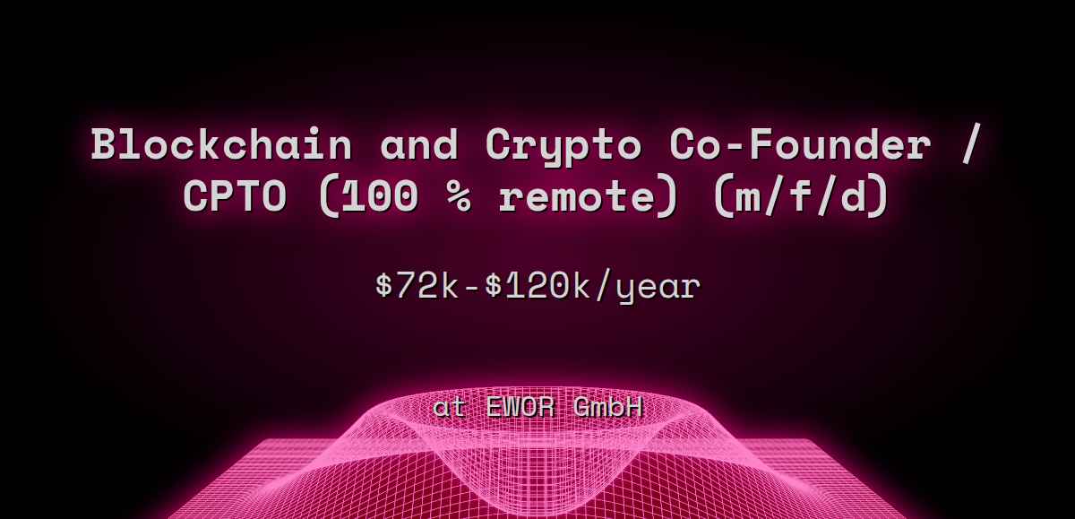 Web3 Blockchain and Crypto Co-Founder / CPTO (100 % remote) (m/f/d ...