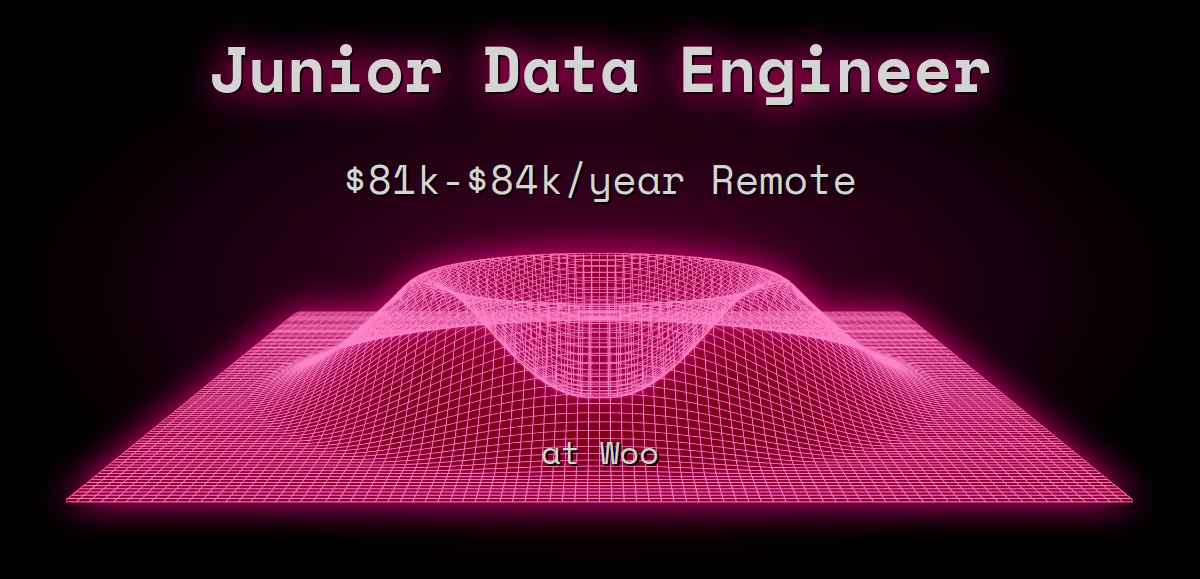 Web3 Junior Data Engineer $81k - $84k Remote at Woo