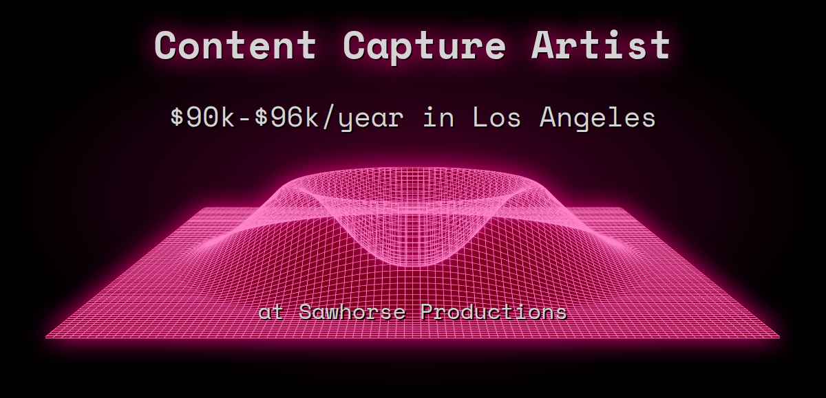 Web3 Content Capture Artist $90k - $96k in Los Angeles at Sawhorse ...