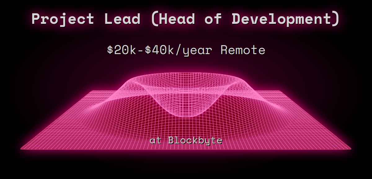 Web3 Project Lead (Head of Development) $20k - $40k Remote at Blockbyte