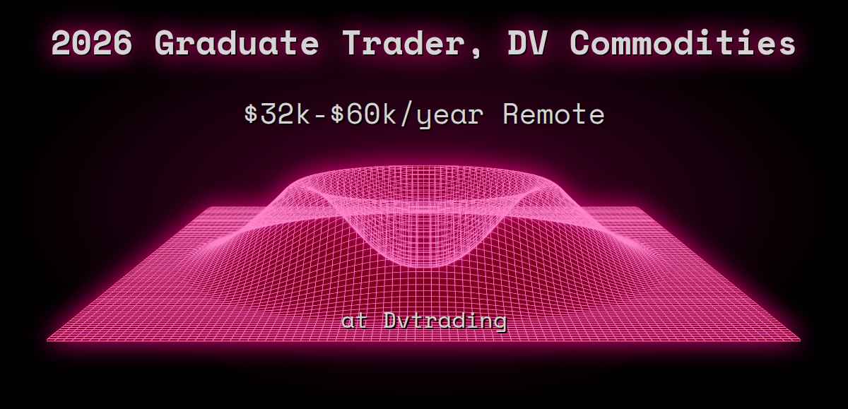 Web3 2026 Graduate Trader, DV Commodities $32k - $60k Remote at Dvtrading