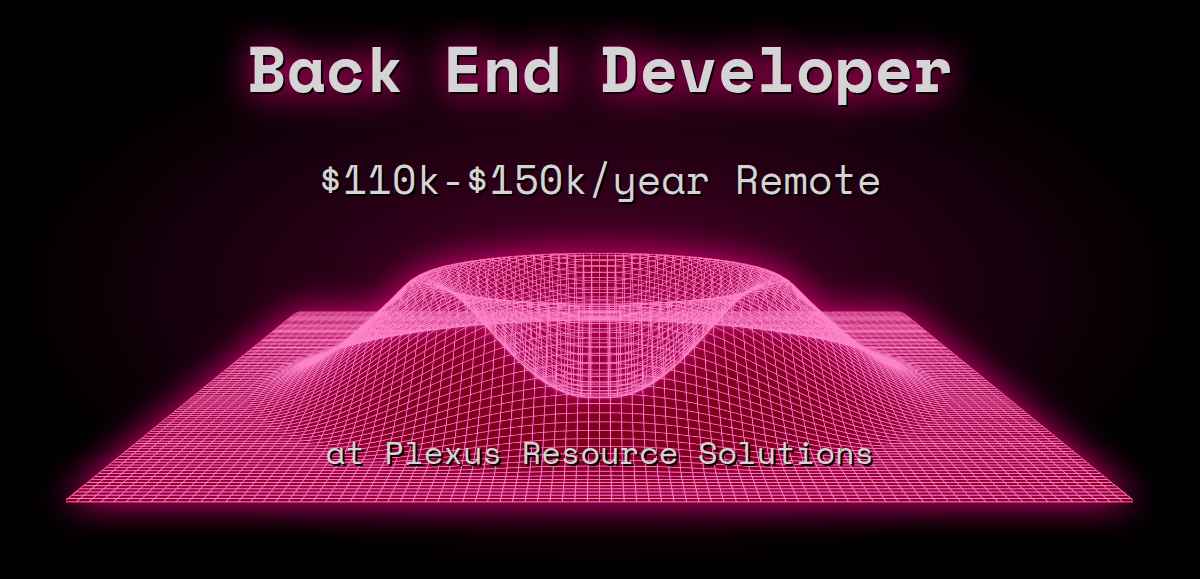 Web3 Back End Developer $110k - $150k Remote at Plexus Resource Solutions