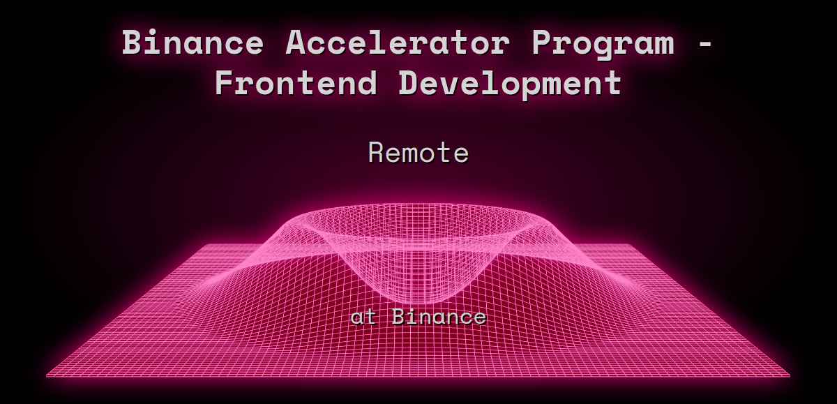 Web3 Binance Accelerator Program - Frontend Development Remote at Binance