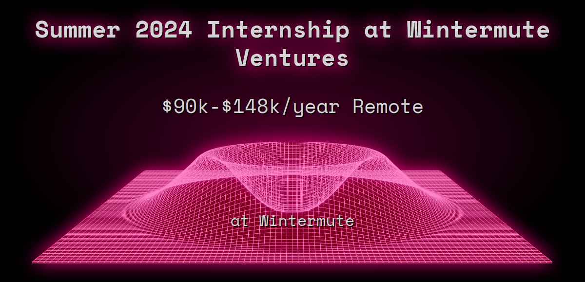 Web3 Summer 2024 Internship $90k - $148k Remote at Wintermute