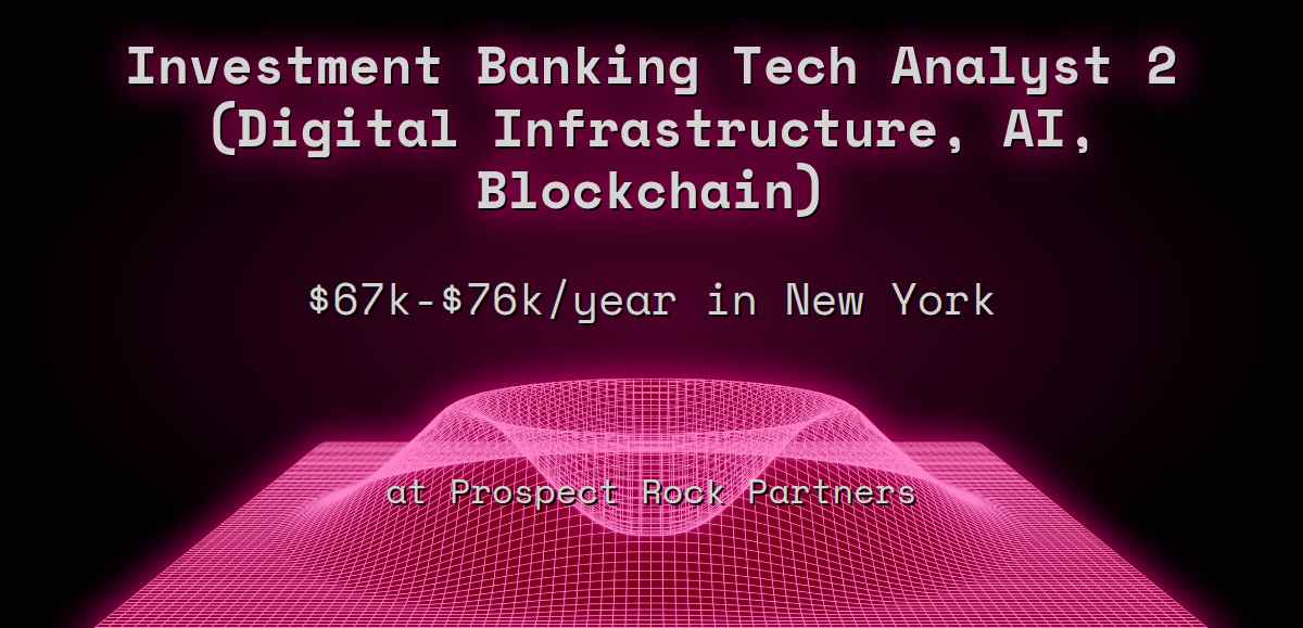Web3 Investment Banking Tech Analyst 2 (Digital Infrastructure, AI ...