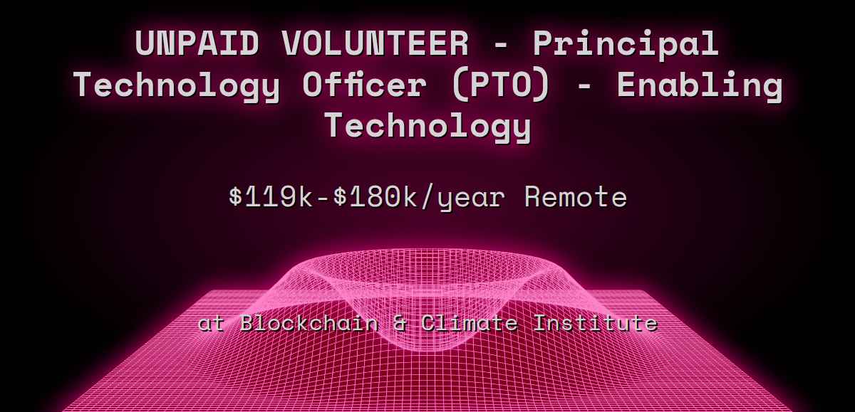 Web3 UNPAID VOLUNTEER - Principal Technology Officer (PTO) - Enabling ...