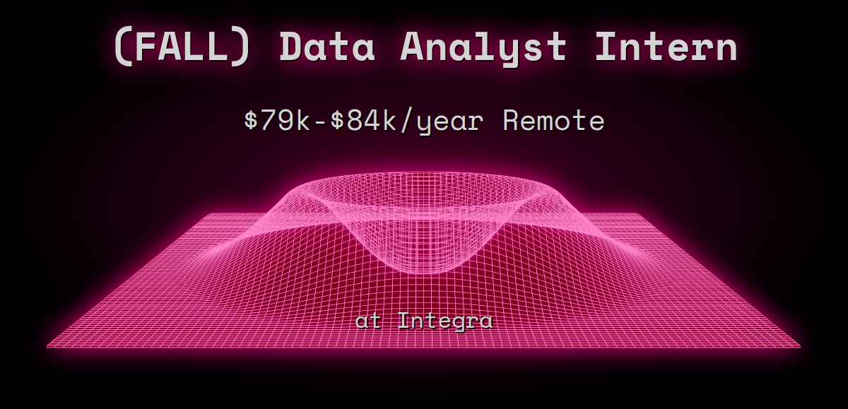 Web3 (FALL) Data Analyst Intern $79k - $84k Remote at Integra