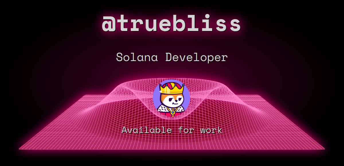 Solana Developer in Remote: @truebliss | Web3 Jobs
